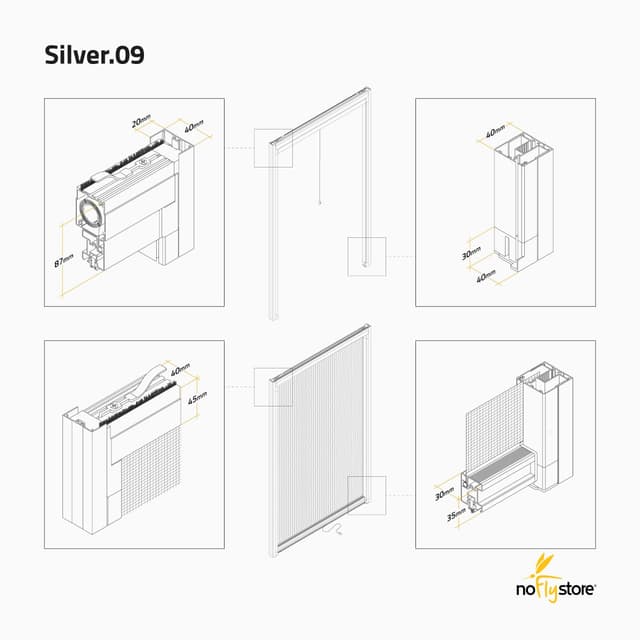 Roller Fly Screen with Soft Close for Windows | Silver.09 | NoFlyStore