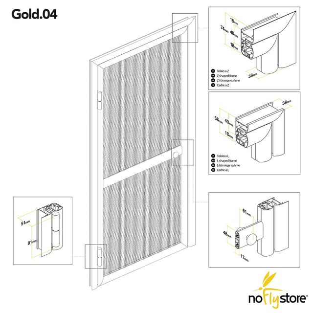 Hinged fly screen for doors and patio doors - Gold 04 | NoFlyStore