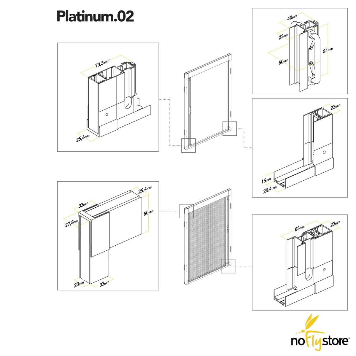 Pleated fly screen for windows - Platinum 02 | NoFlyStore