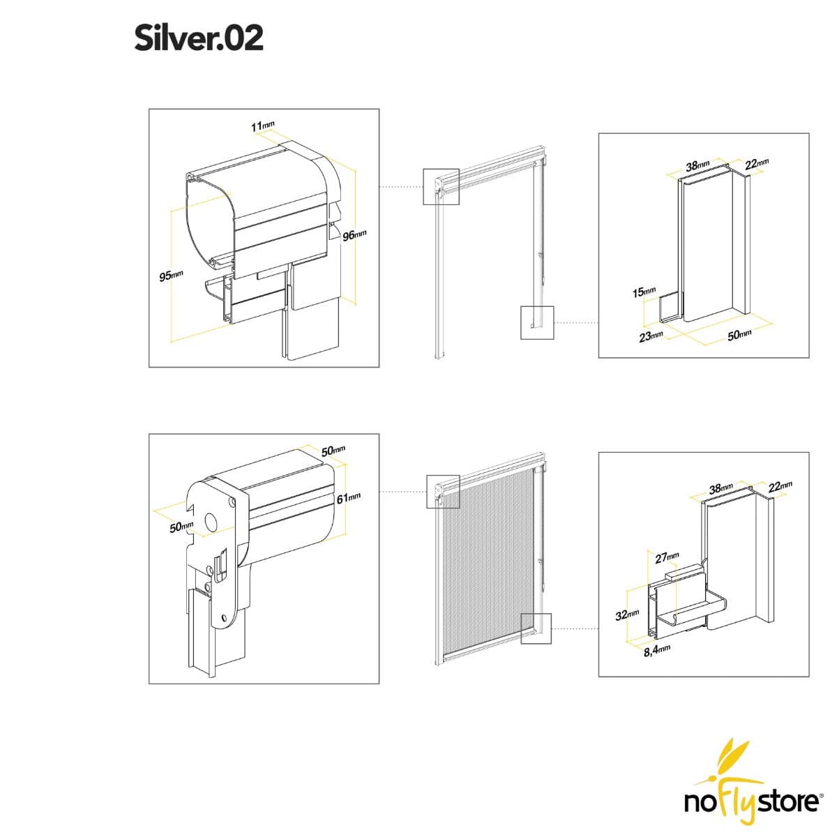 Roll-up fly screen with chain for windows and doors - Silver 02 ...
