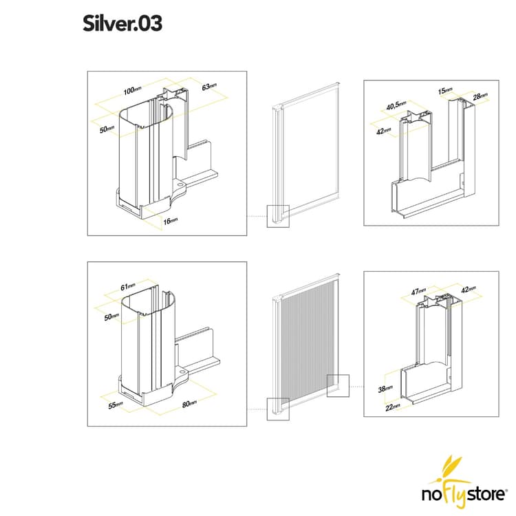 Roll-up fly screen for door with magnetic closure - Silver 03 | NoFlyStore